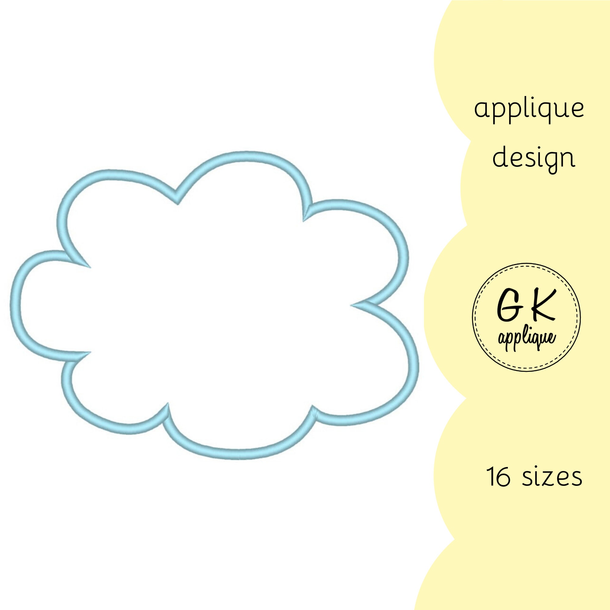 Cloud Applique Pattern. Machine Embroidery Design. - Etsy