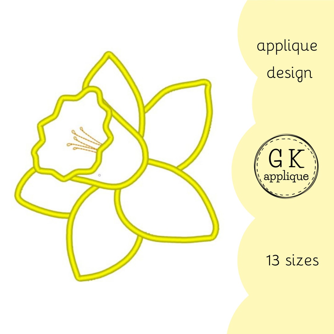 Daffodil Applique Design. Flower Machine Embroidery Design. Spring ...