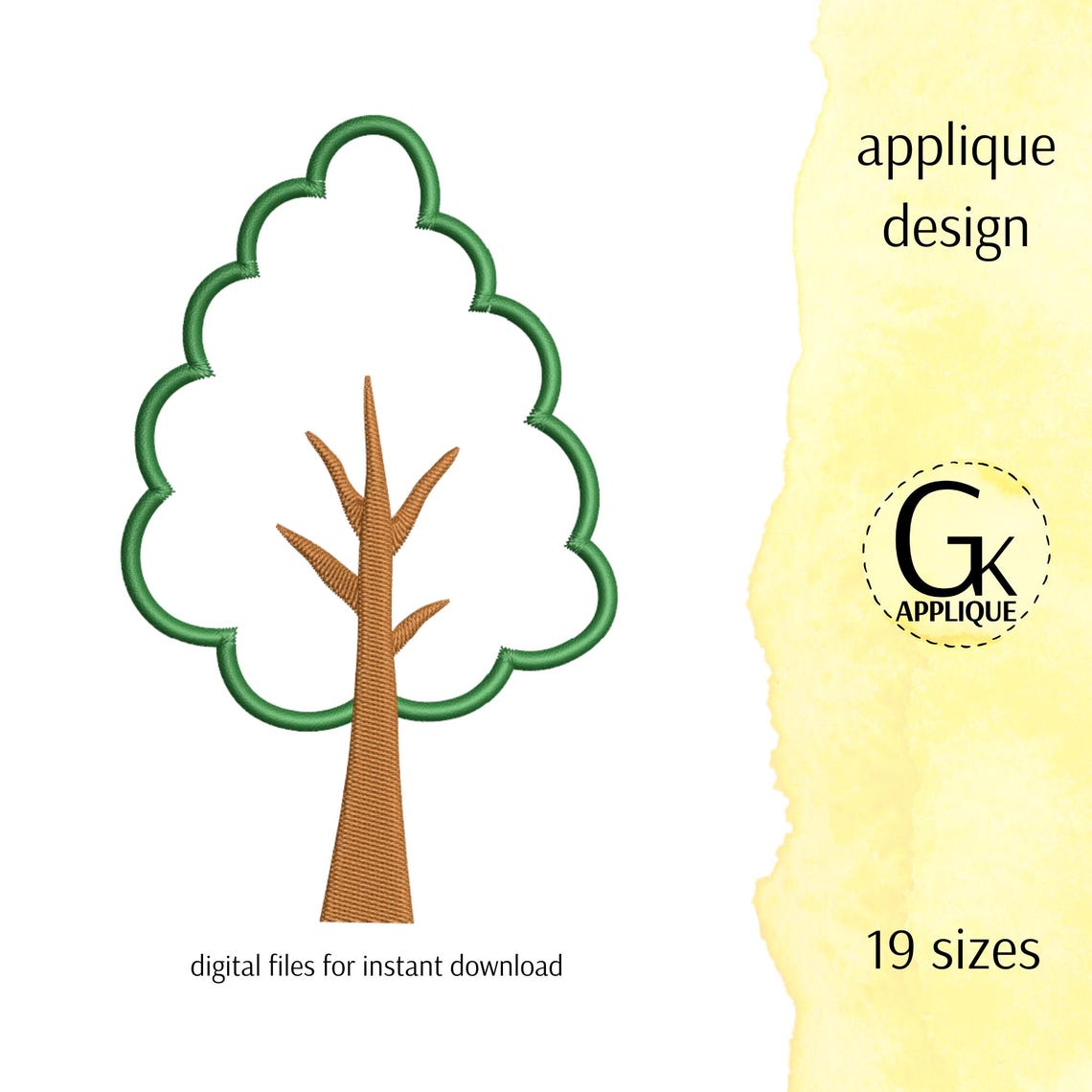 Tree Applique Design. Machine Embroidery Design. Nature Applique. Plant ...
