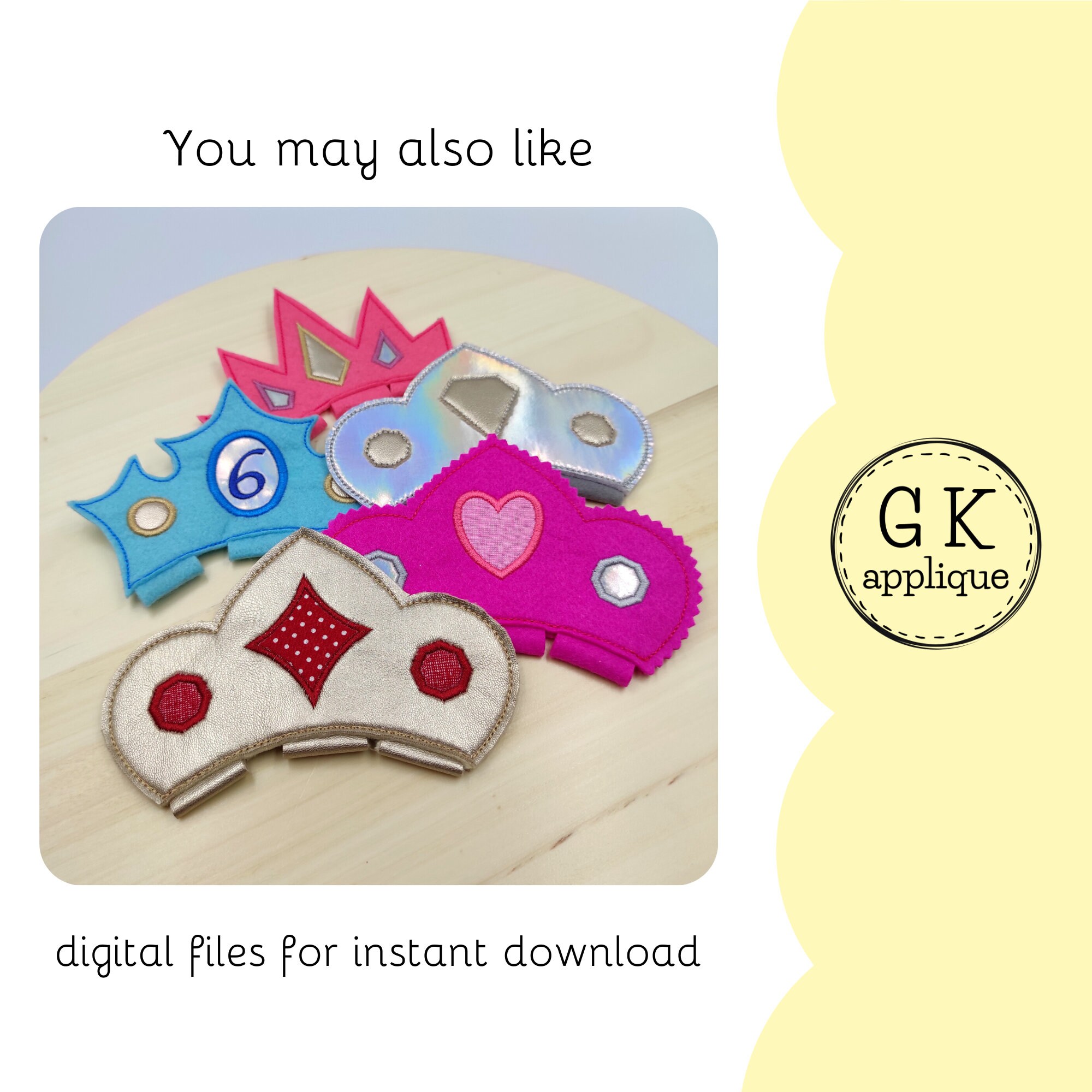 ITH Crown design. Crown machine embroidery design. In the hoop | Etsy