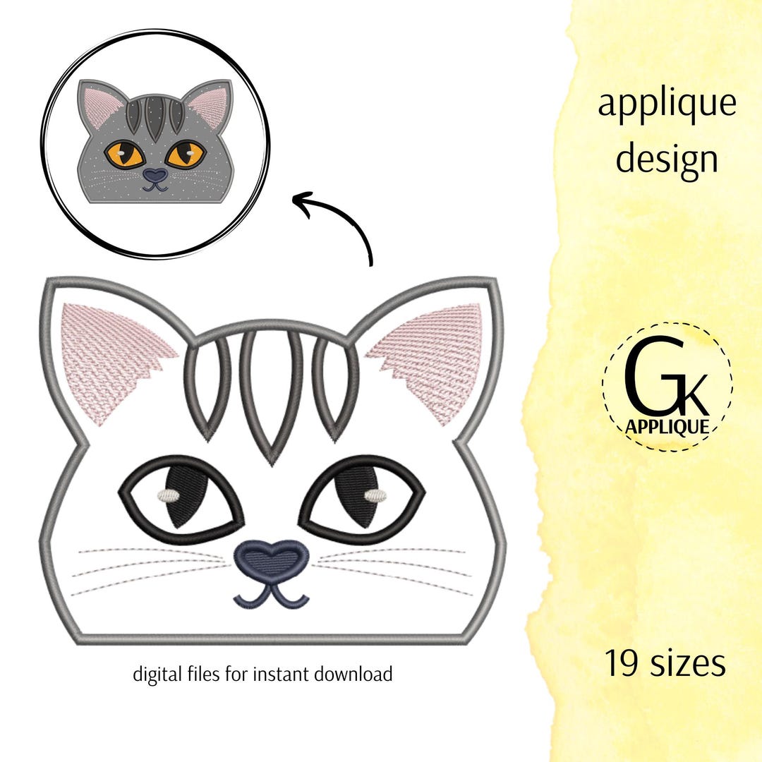 Cat Peeker Applique Design. Animal Peeker Machine Embroidery Pattern ...