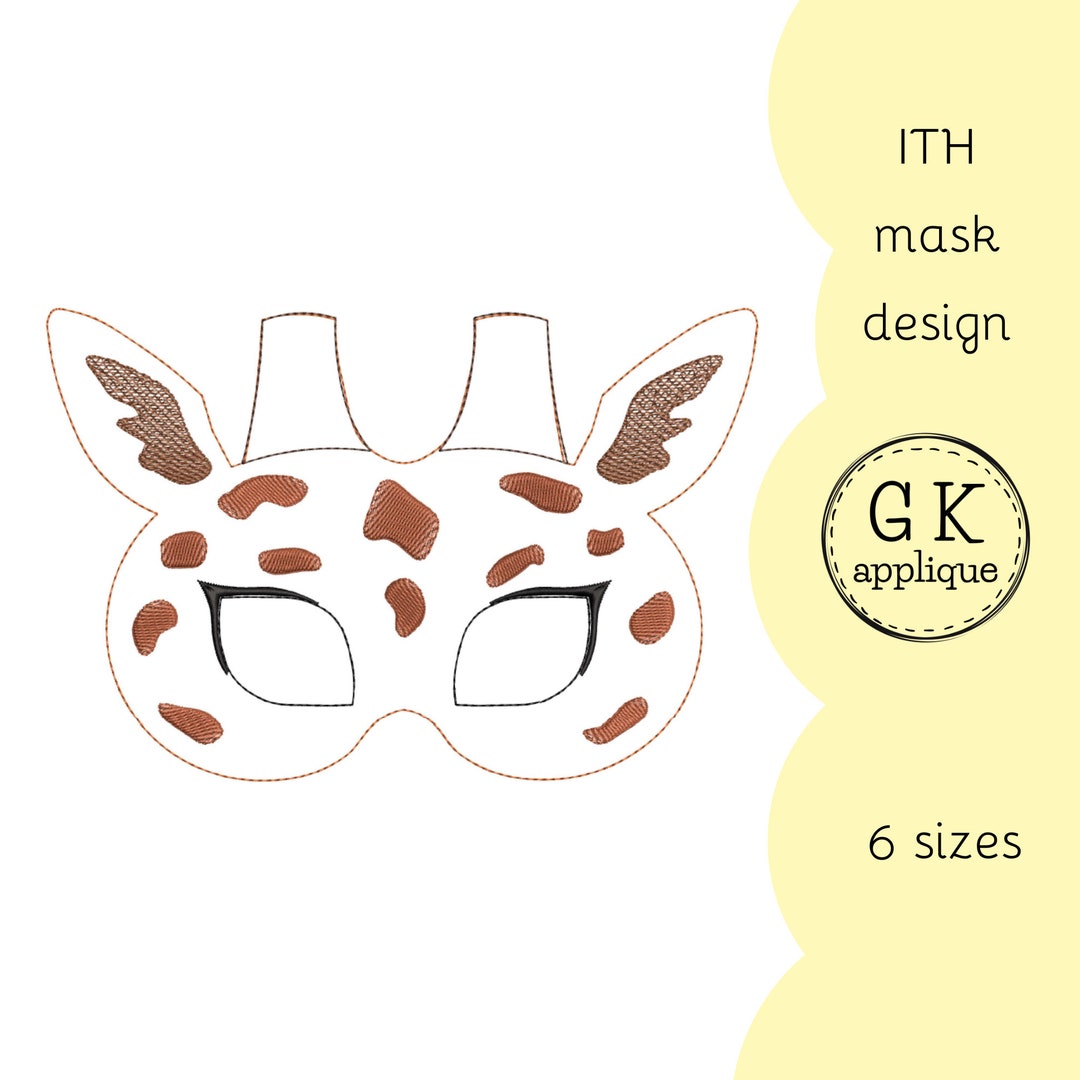 ITH Giraffe Mask Design. ITH Safari Animal Mask Embroidery Design ...