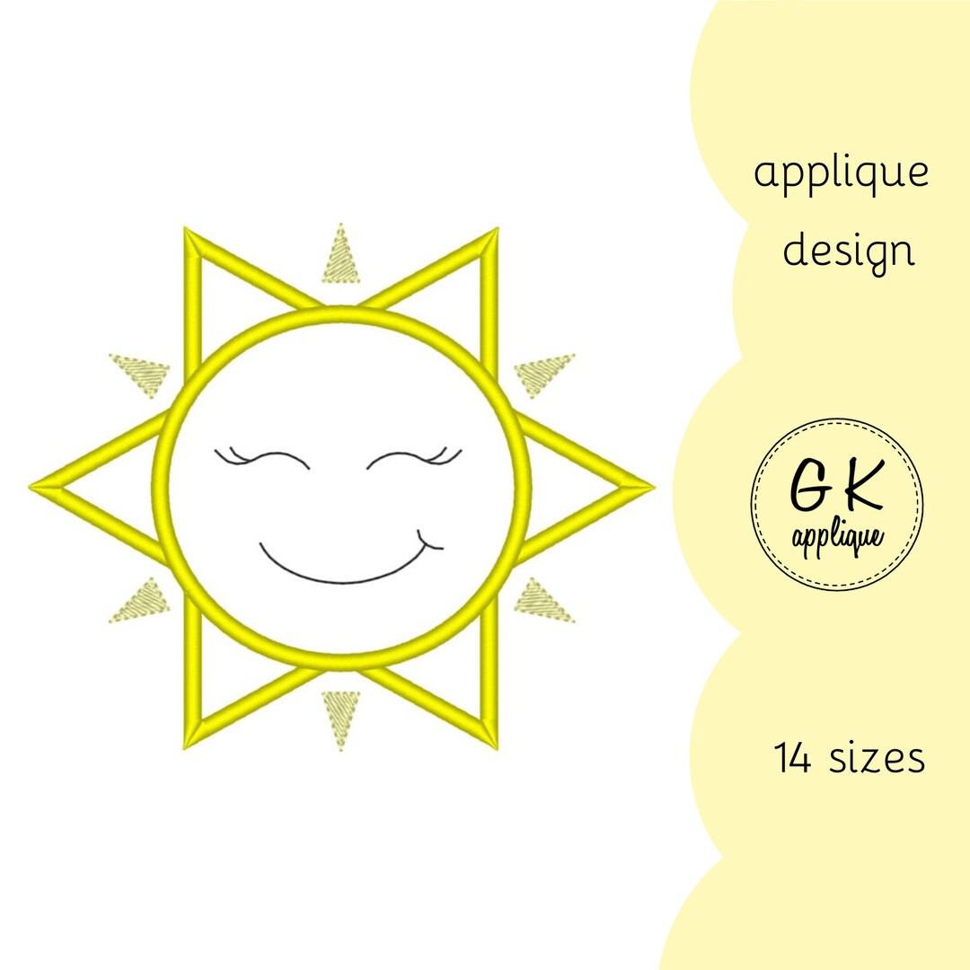 Sun Applique Design. Machine Embroidery Pattern. - Etsy