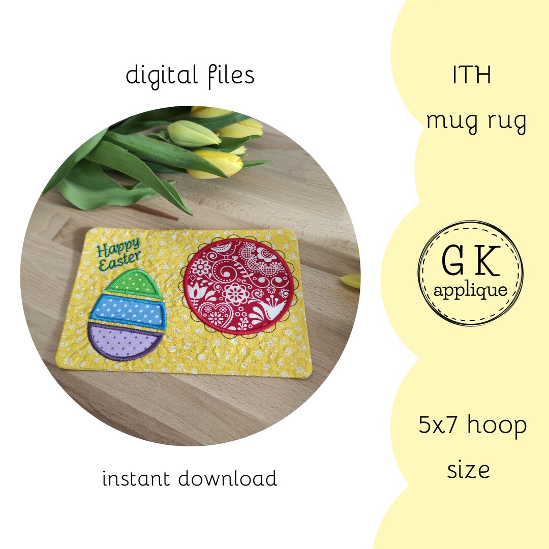 ITH Easter Mug Rug. ITH Easter Egg Coaster. ITH Spring Machine ...