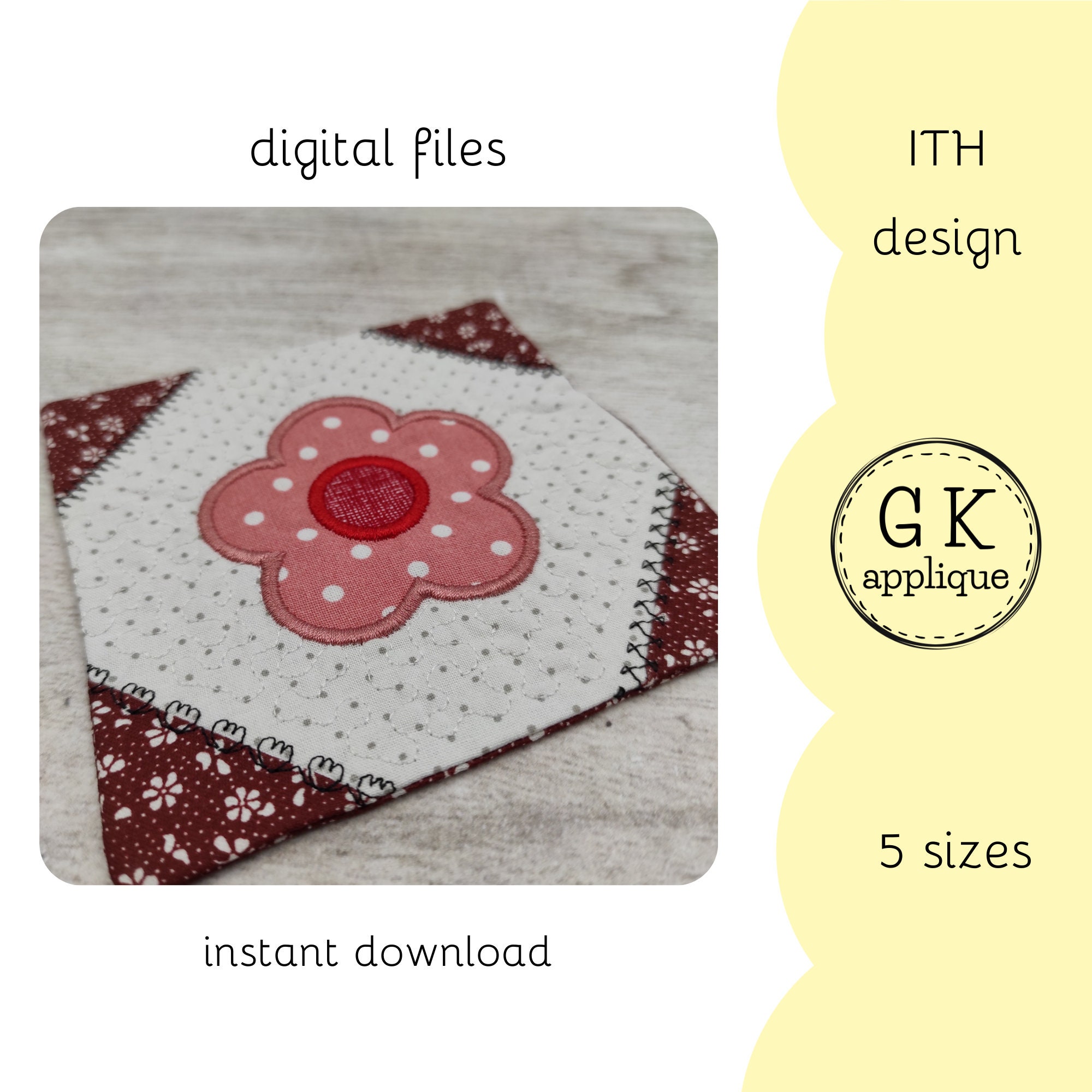 ITH Flower Mug Rug Pattern. ITH Sping Machine Embroidery | Etsy