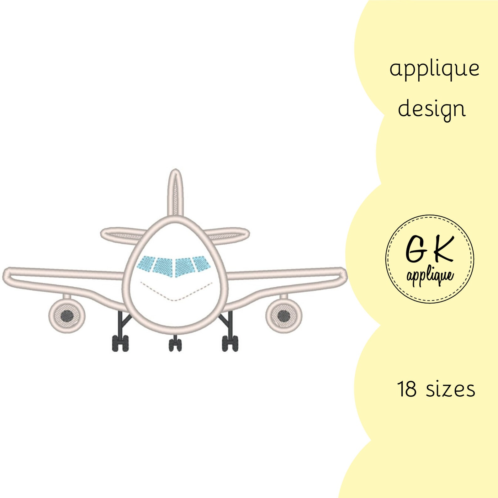 Airplane Applique Design. Aeroplane Machine Embroidery | Etsy