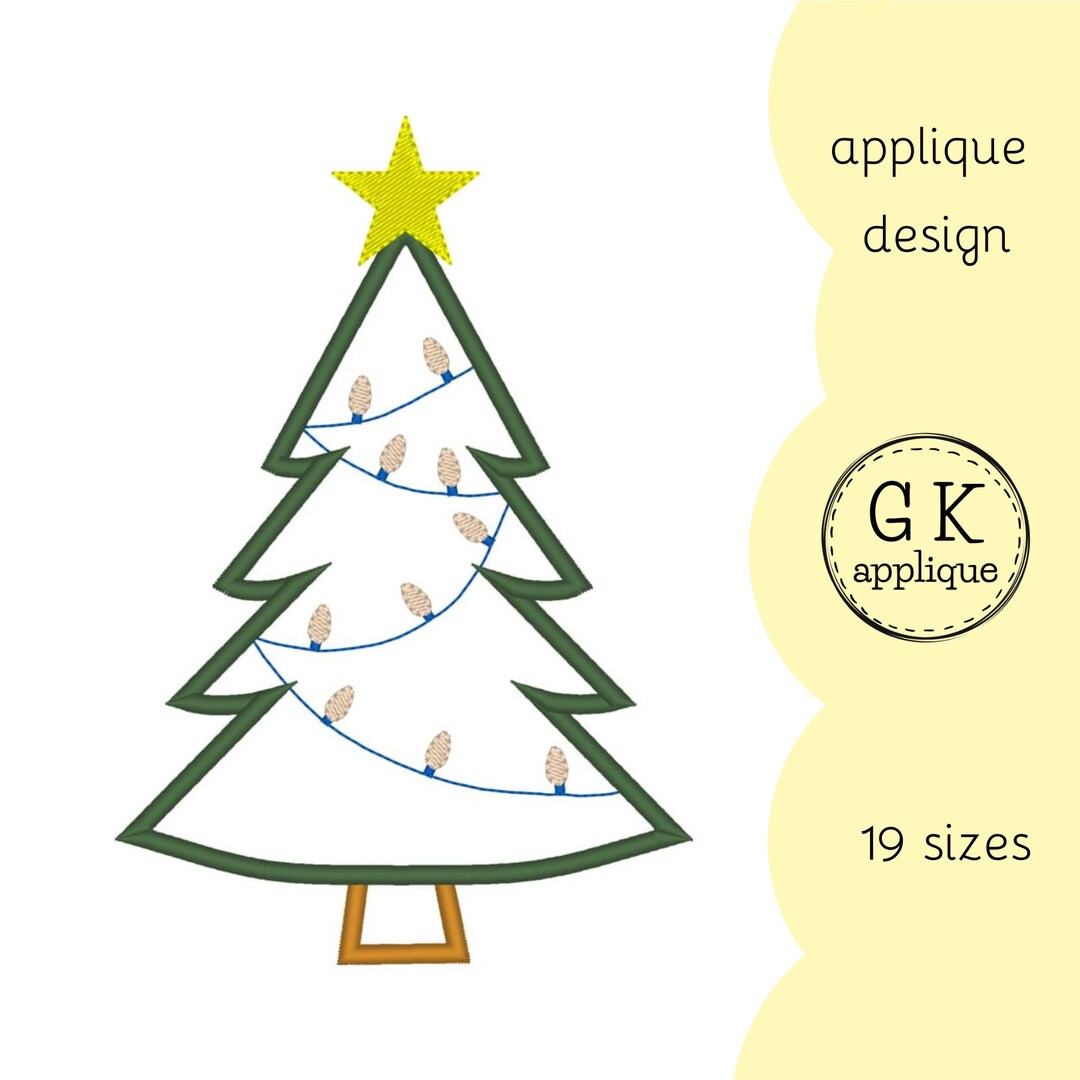 Christmas Tree Applique Design. Christmas Machine Embroidery Pattern ...