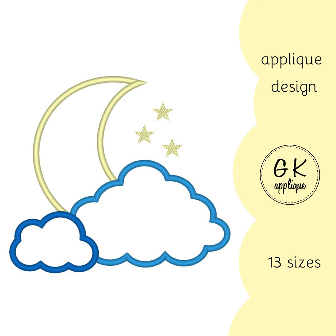 Night Applique Design. Machine Embroidery Design. - Etsy