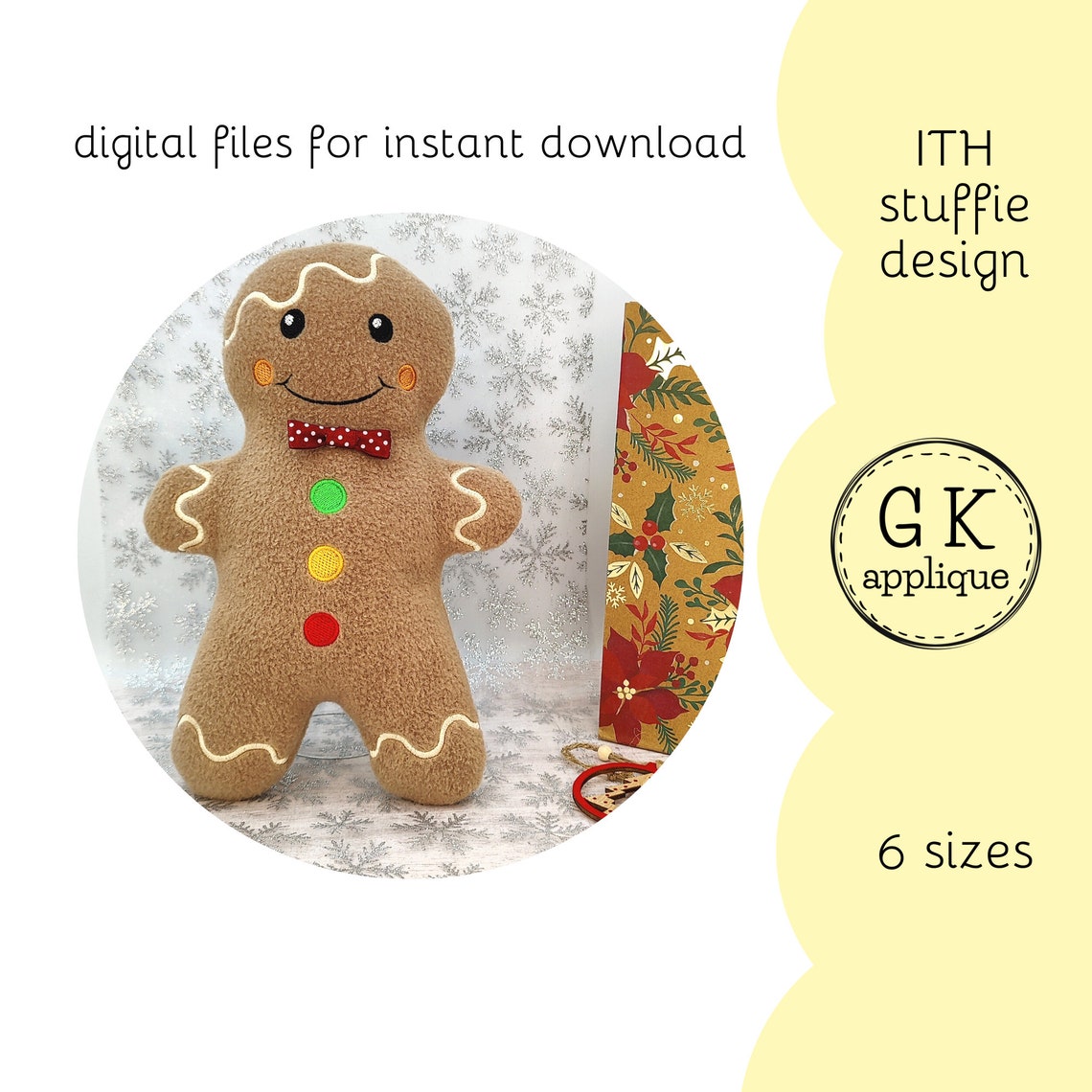 ITH Gingerbread Man Stuffie Design. in the Hoop Plushie. ITH Winter ...