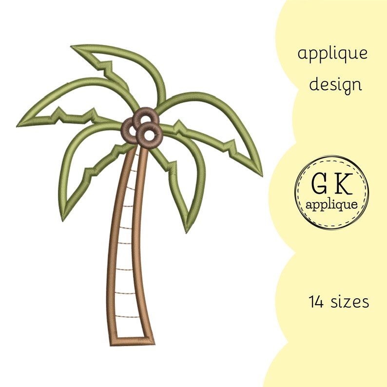 Palm Tree Applique Design. Palm Tree Embroidery Pattern. Beach - Etsy