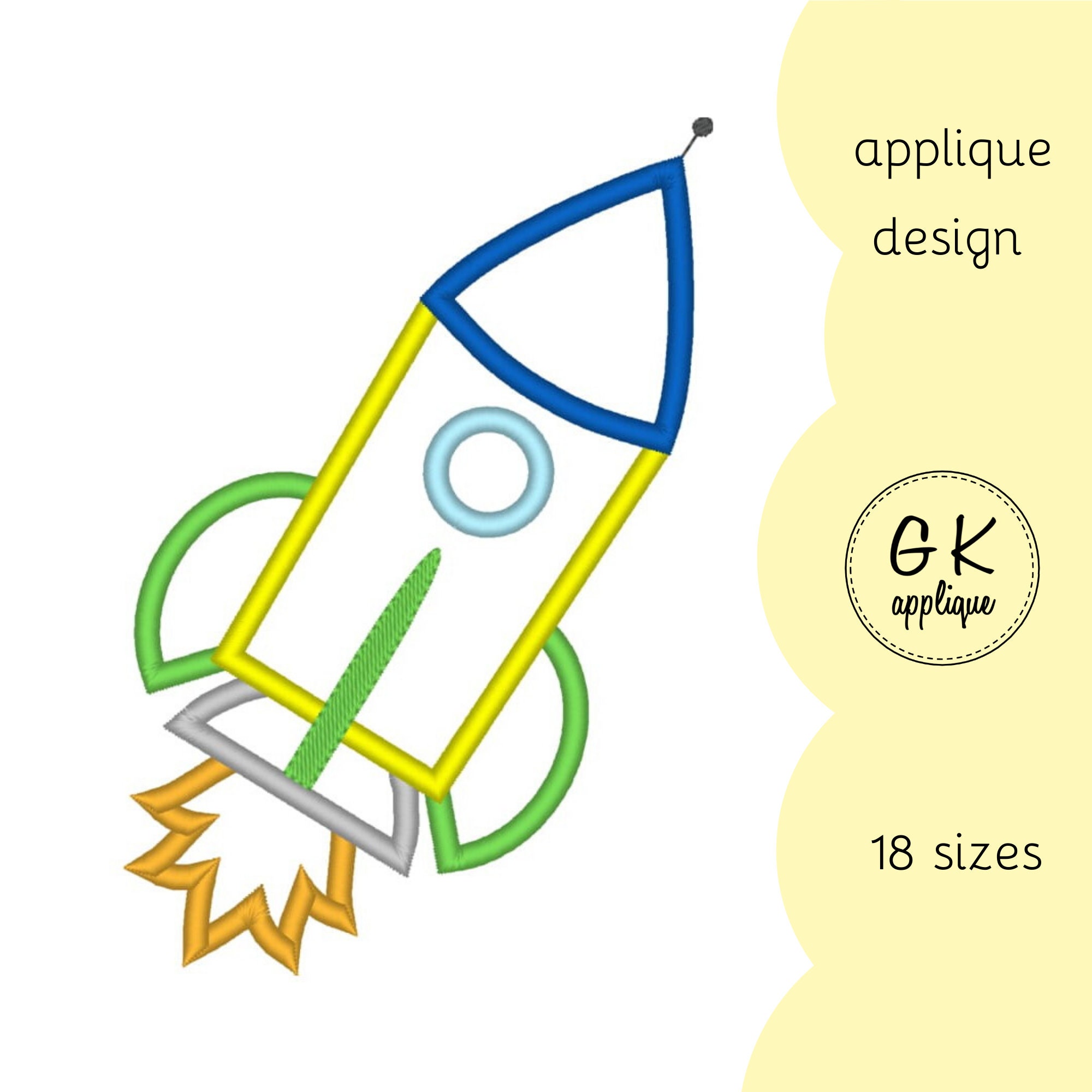 Space Rocket Applique Design. Machine Embroidery Pattern. | Etsy