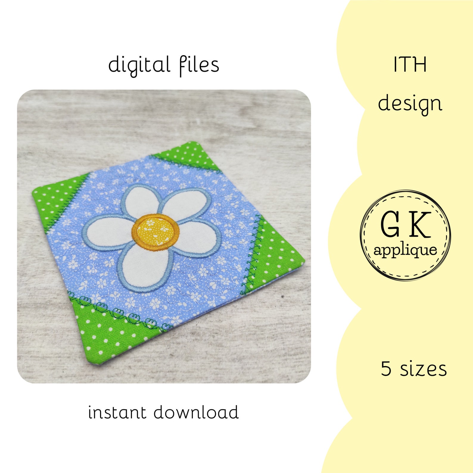 ITH Spring Flower Mug Rug Design. ITH Easter Embroidery Design. ITH Mug ...