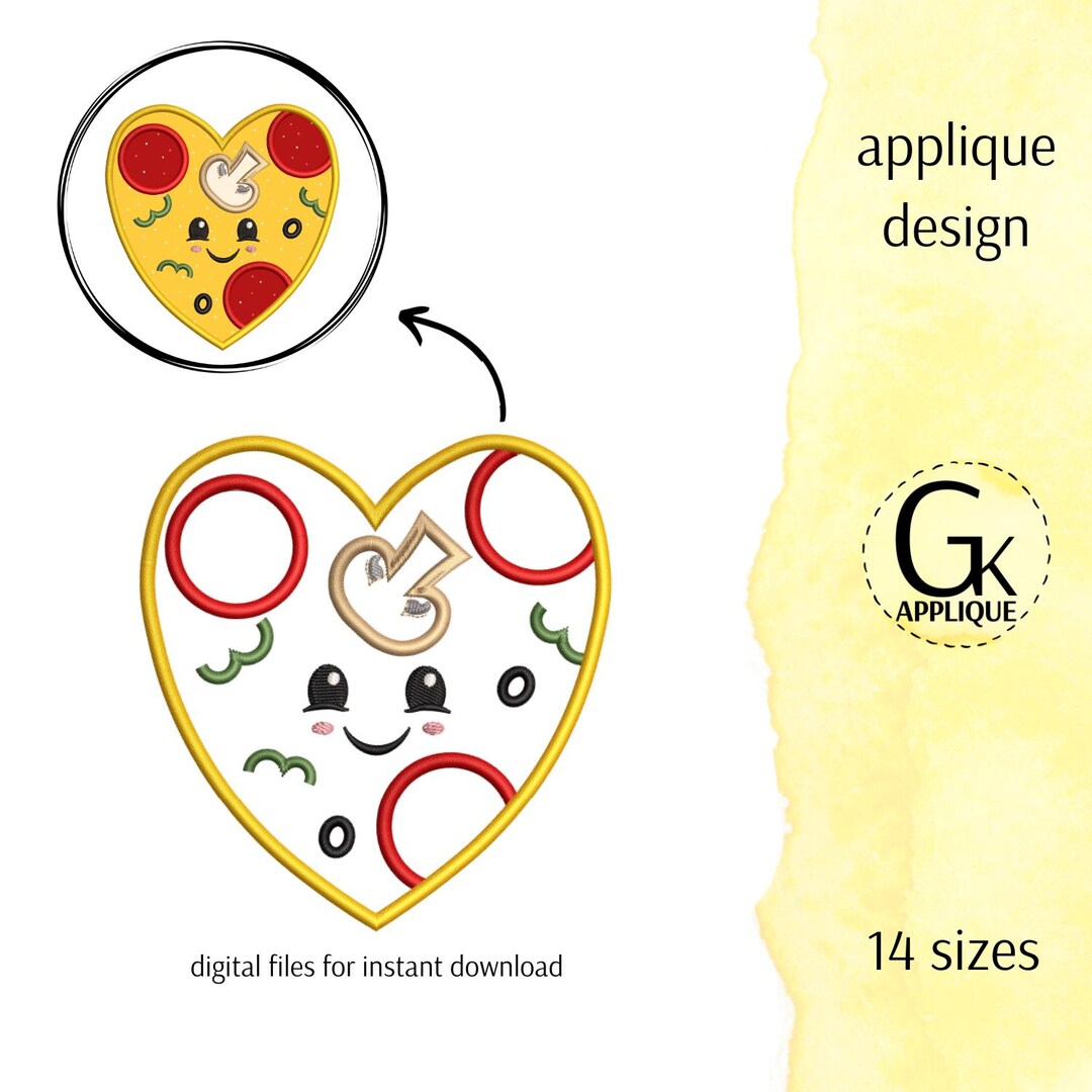 Pizza Applique Design. Food Applique Pattern. Pizza Embroidery. Food ...