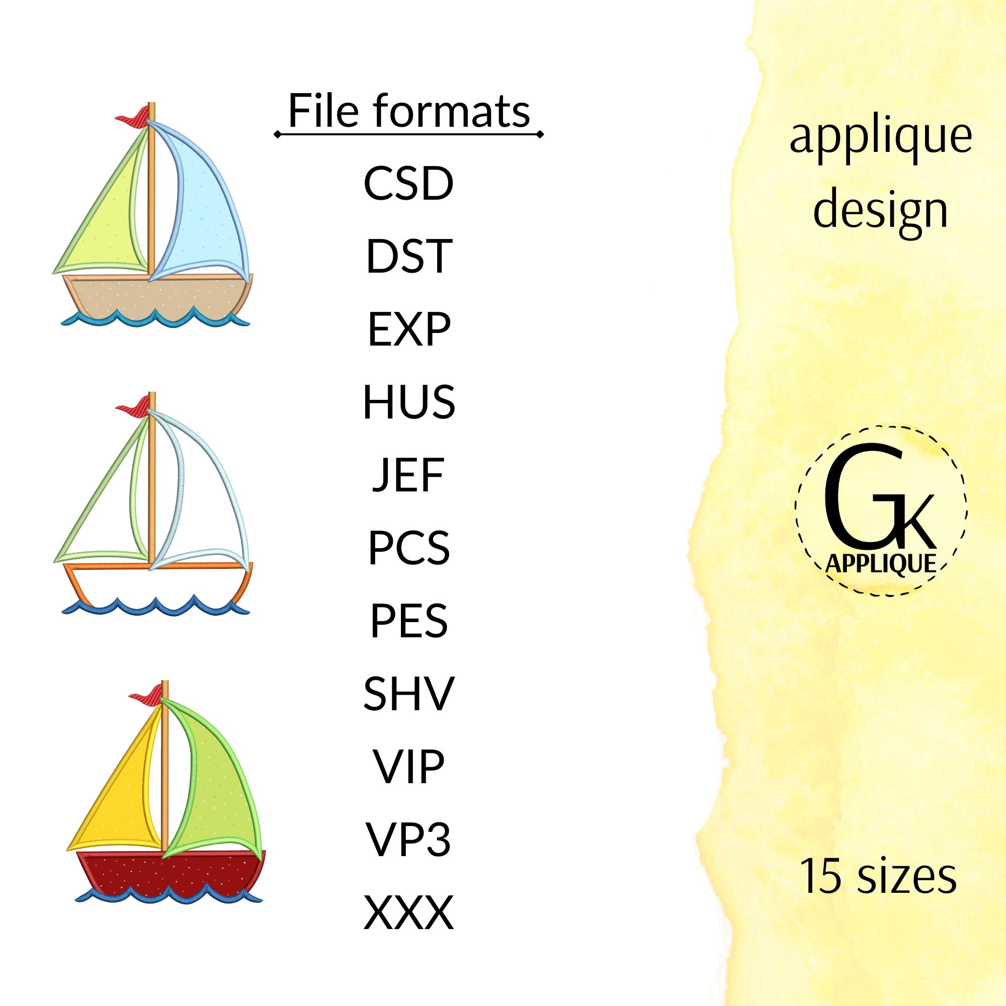Sailboat Applique Design. Sailing Boat Applique Pattern. Sea Applique ...