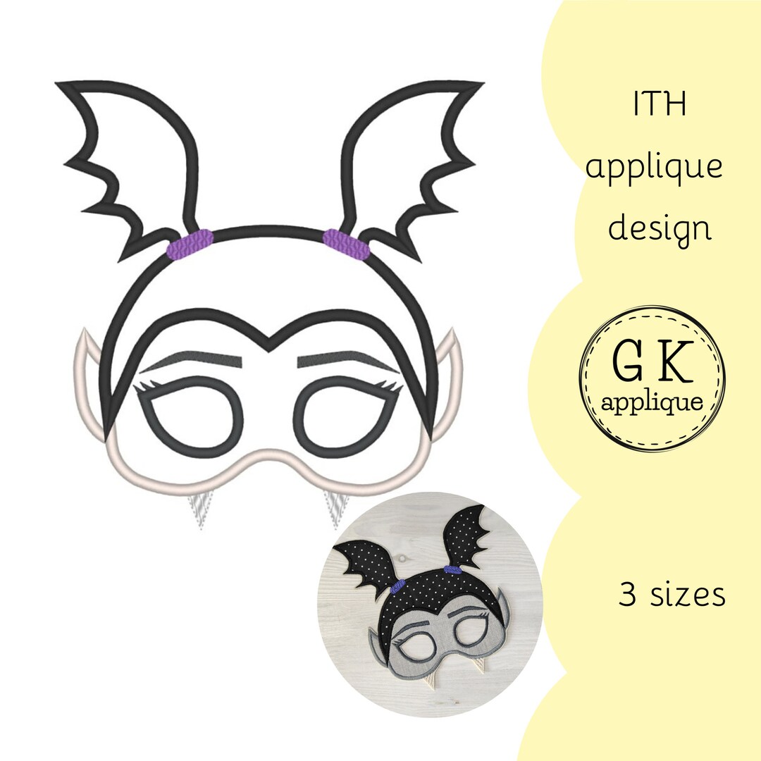 ITH Vampire Girl Mask Applique. Vampiress Mask. Halloween Mask ...