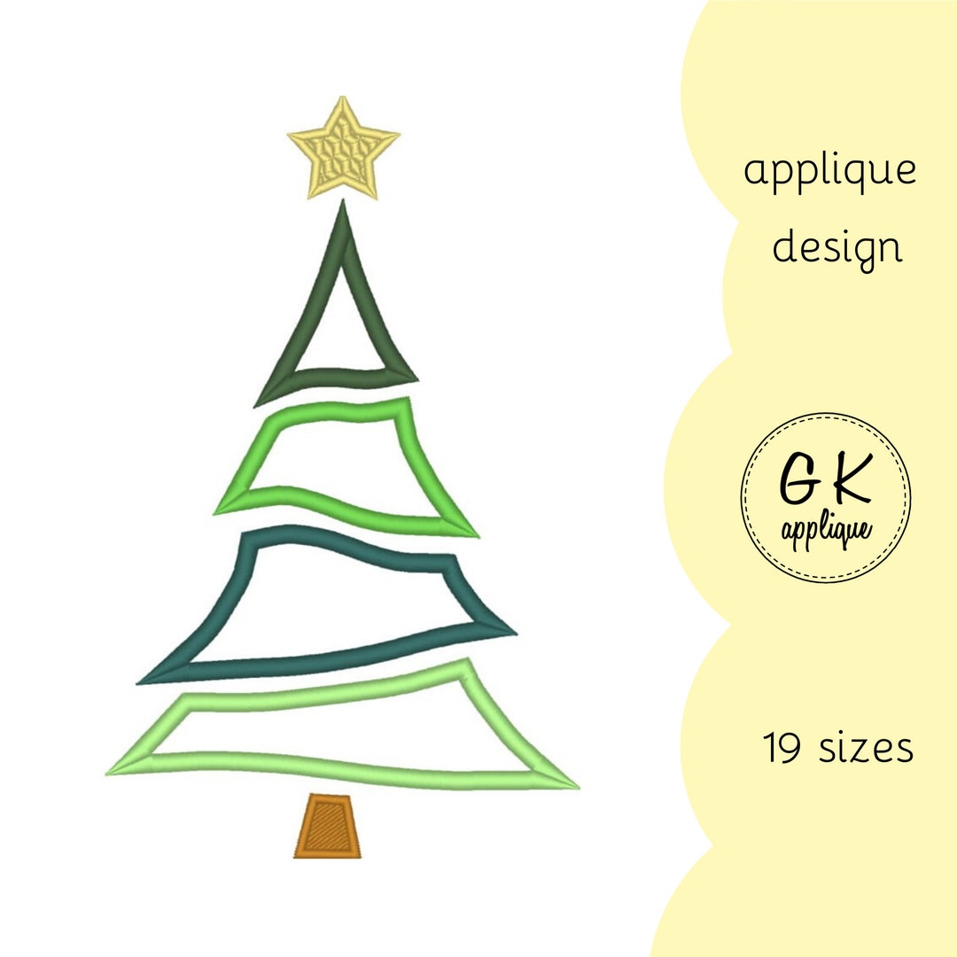 Christmas Tree Applique Design. Machine Embroidery Design. - Etsy