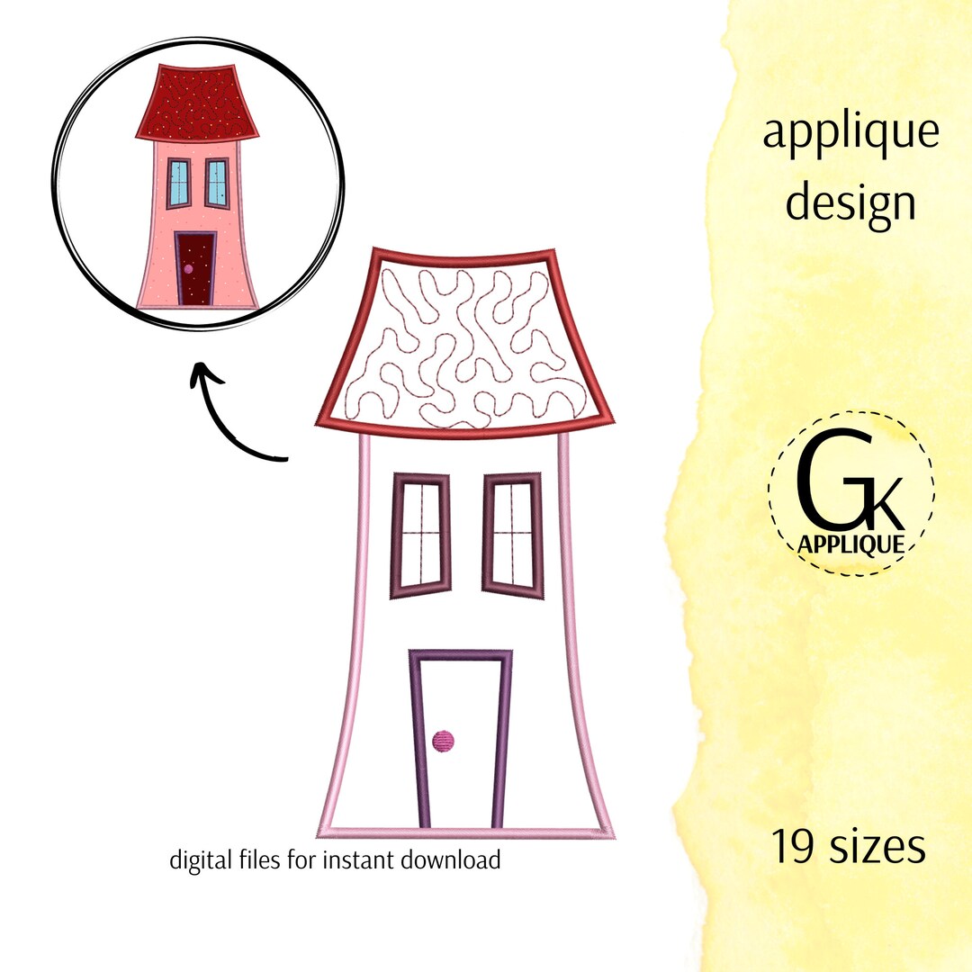 House Applique Design. Cottage House Machine Embroidery Design. - Etsy