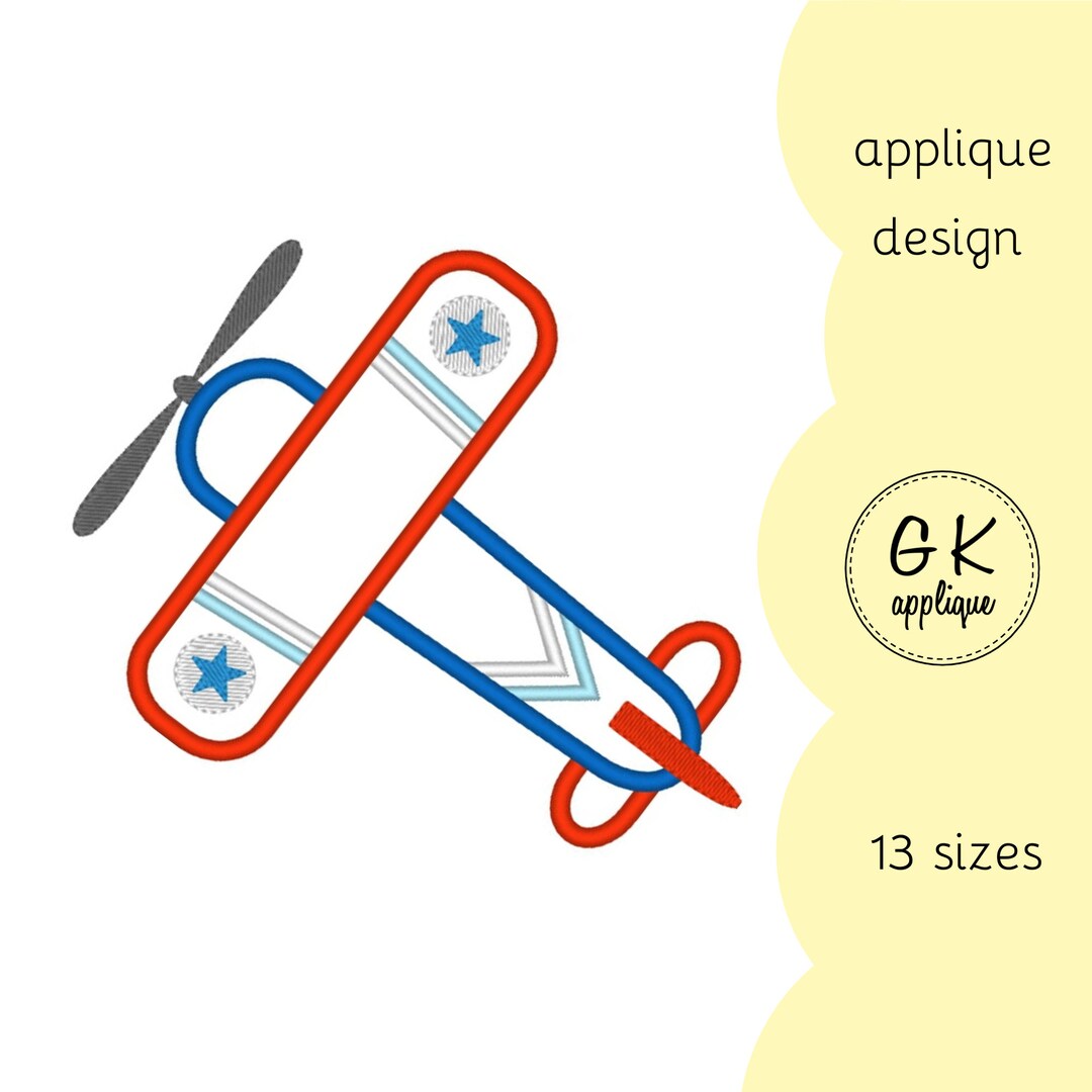 Biplane Applique Design. Plane Machine Embroidery Pattern. - Etsy