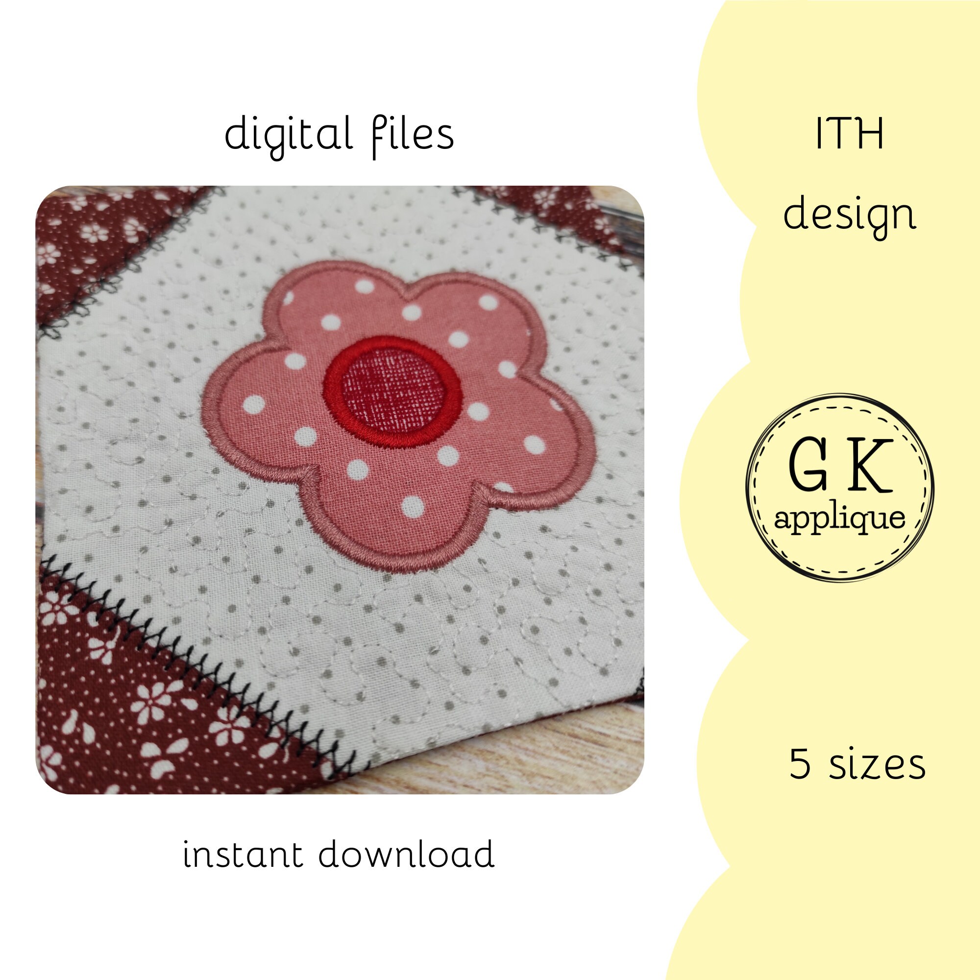 ITH Flower Mug Rug Pattern. ITH Sping Machine Embroidery | Etsy