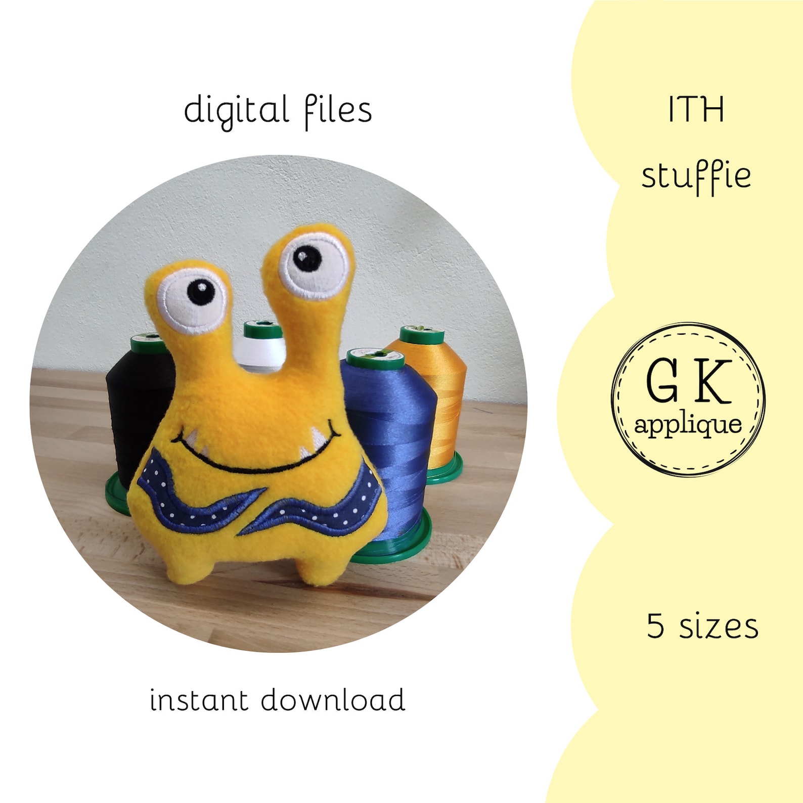 ITH Monster Boy Stuffie. ITH Monster Soft Toy Pattern. in the - Etsy