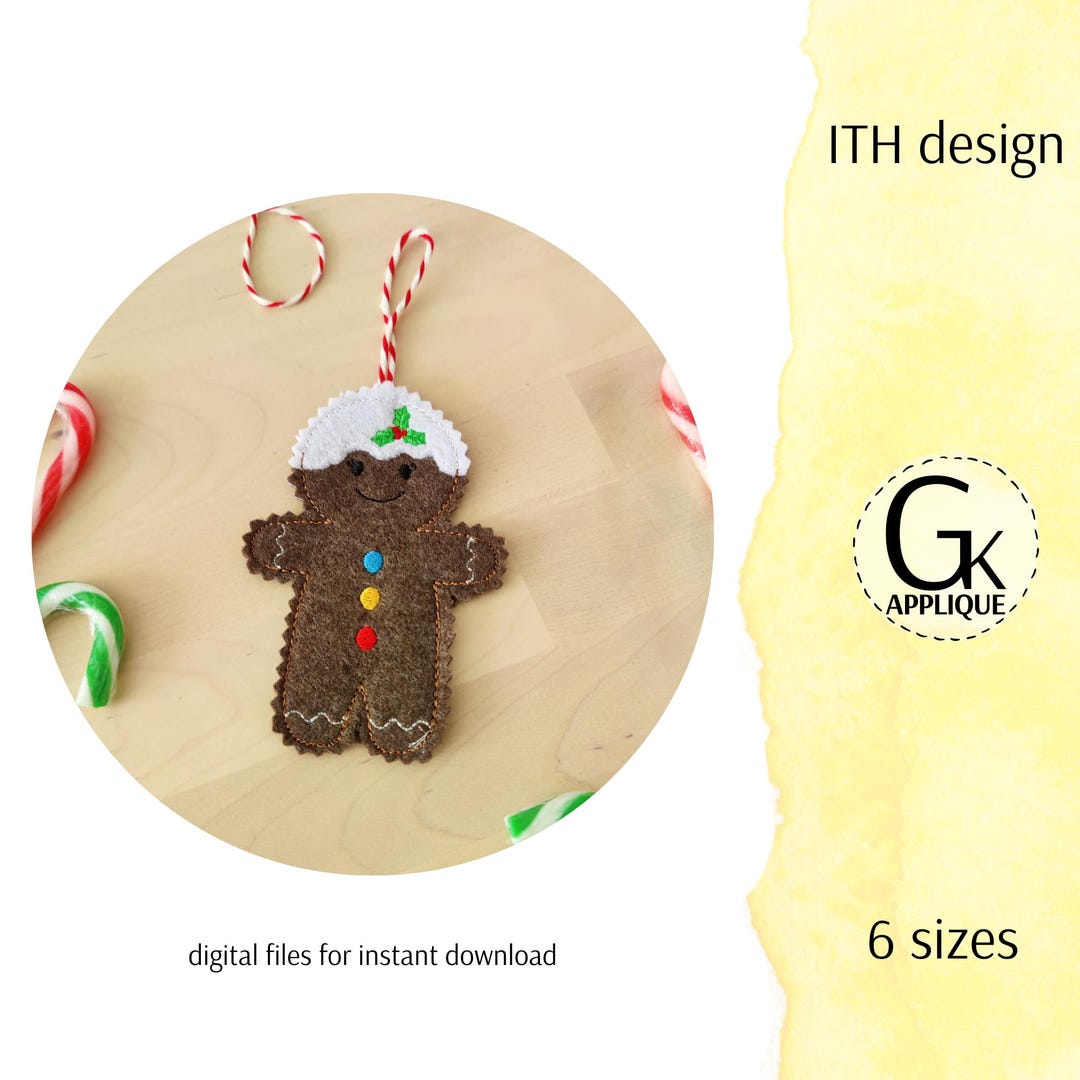 ITH Gingerbread Man Ornament Design. ITH Christmas Ornament Pattern ...
