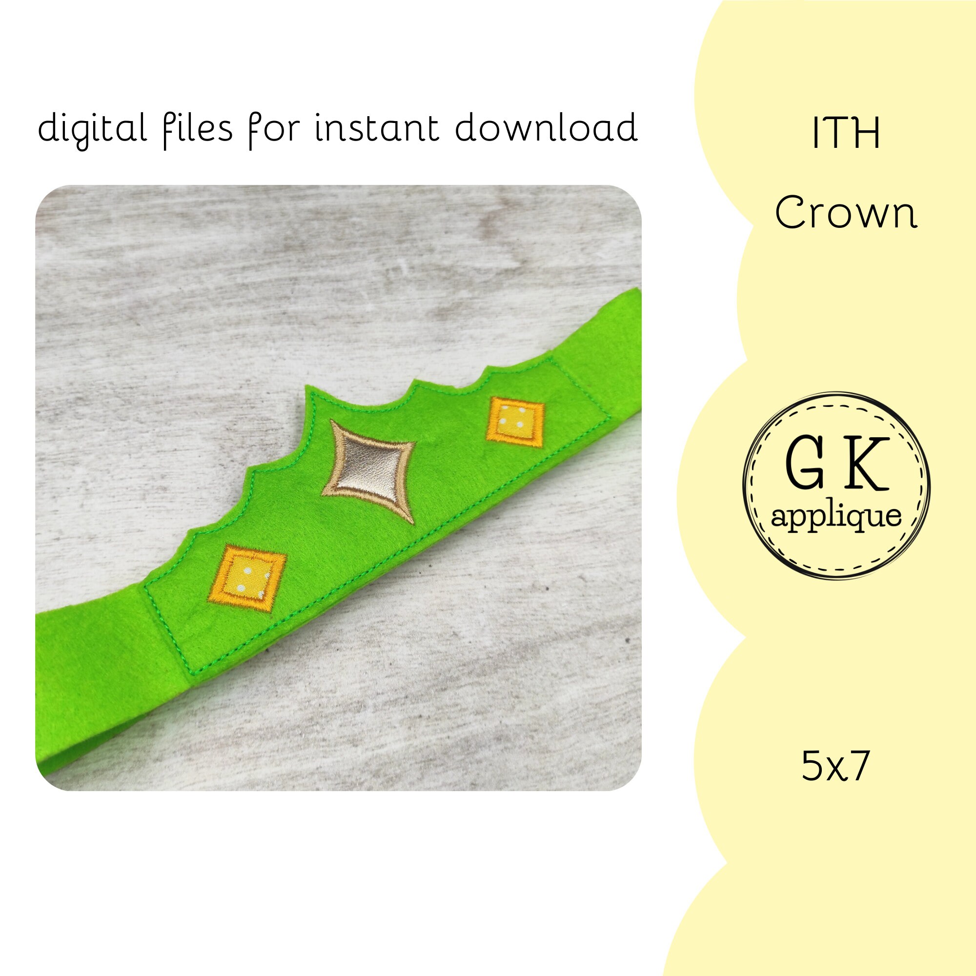 ITH Crown Design. Crown Machine Embroidery Design. in the Hoop Birthday ...