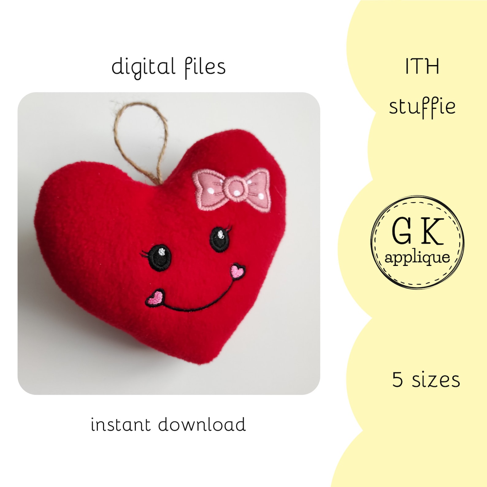 ITH Heart Stuffie. ITH Love Soft Toy Design. Valentine's - Etsy