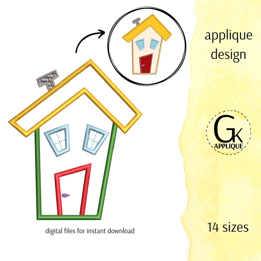 Whimsical Cottage Applique Design. House Embroidery. Machine Embroidery ...