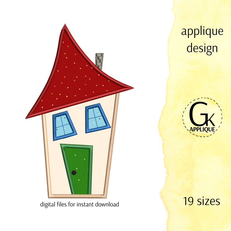 House Applique Design. House Embroidery Design. Fairy House Embroidery ...