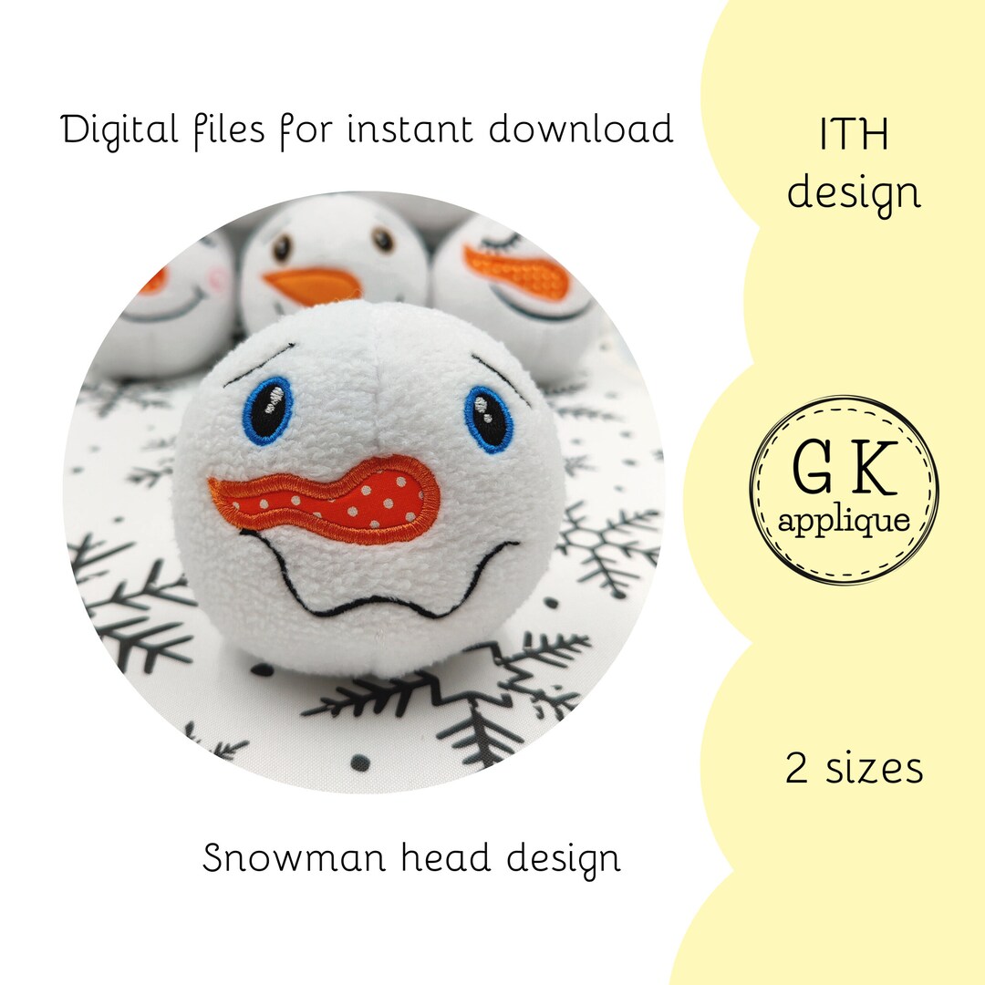 ITH Snowman Snowball Stuffie Design - One Design for 4x4 and 5x7 Hoop ...