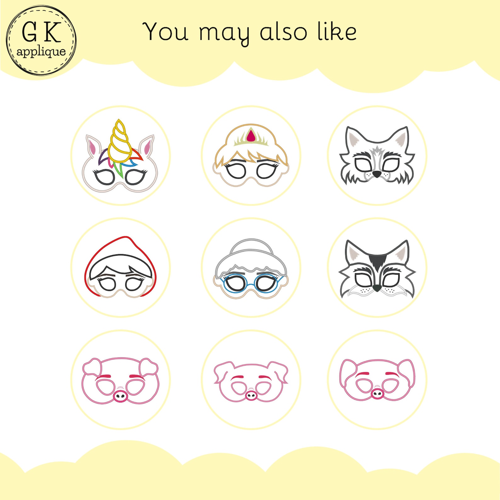 ITH Pig Mask Applique Design. the Three Little Pigs Machine | Etsy