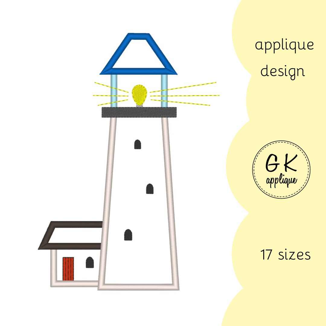 Lighthouse Applique Design. Nautical Machine Embroidery Pattern. - Etsy
