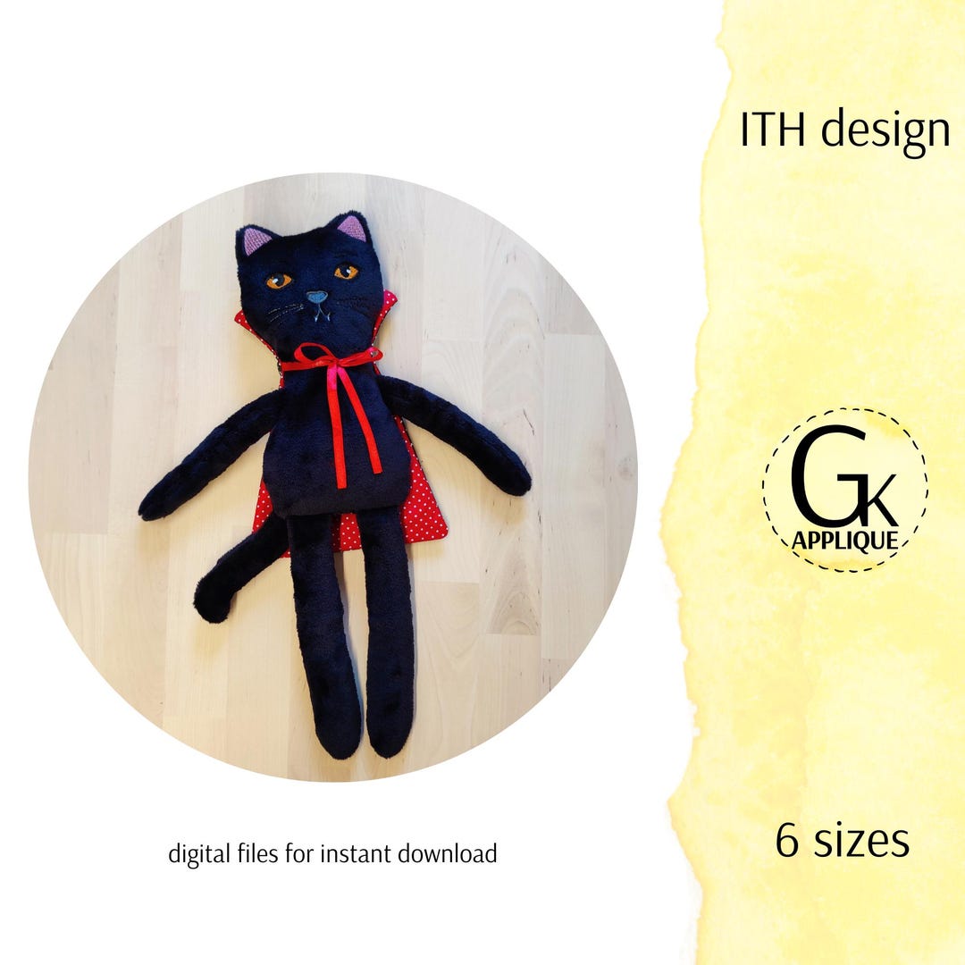 Vlad the Cat ITH Stuffie Design. Cat Soft Toy ITH Pattern. in the Hoop ...