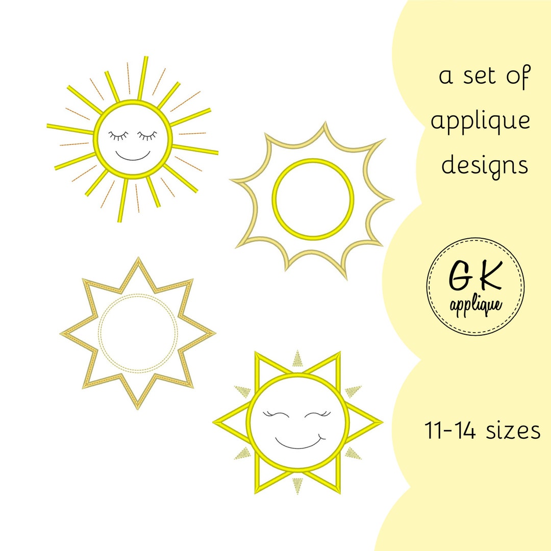 Sun Applique Designs Set. Machine Embroidery Designs. BEST DEAL. - Etsy