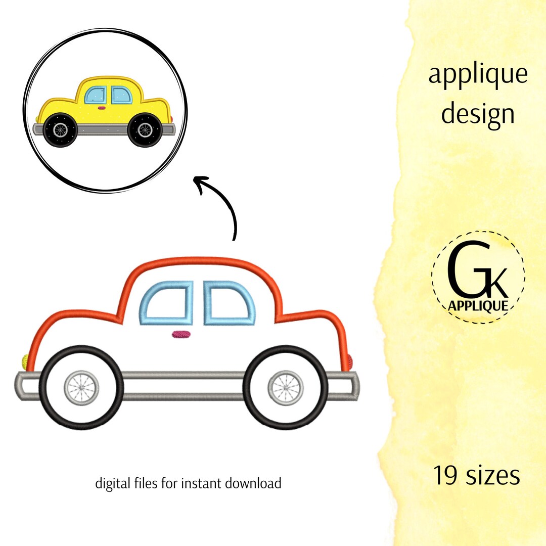 Car Applique Design. Transportation Applique Pattern. Vehicle ...