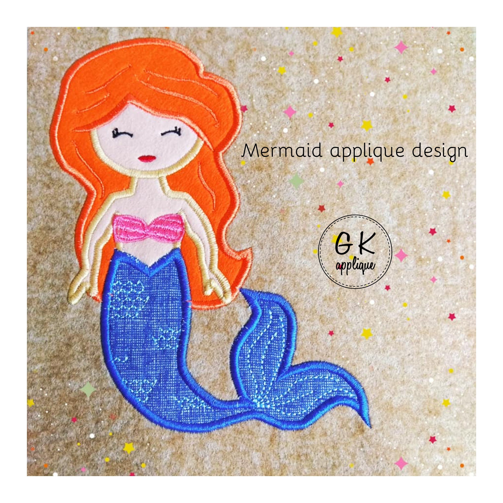 Mermaid Applique Design Mermaid Embroidery Design Mermaid | Etsy