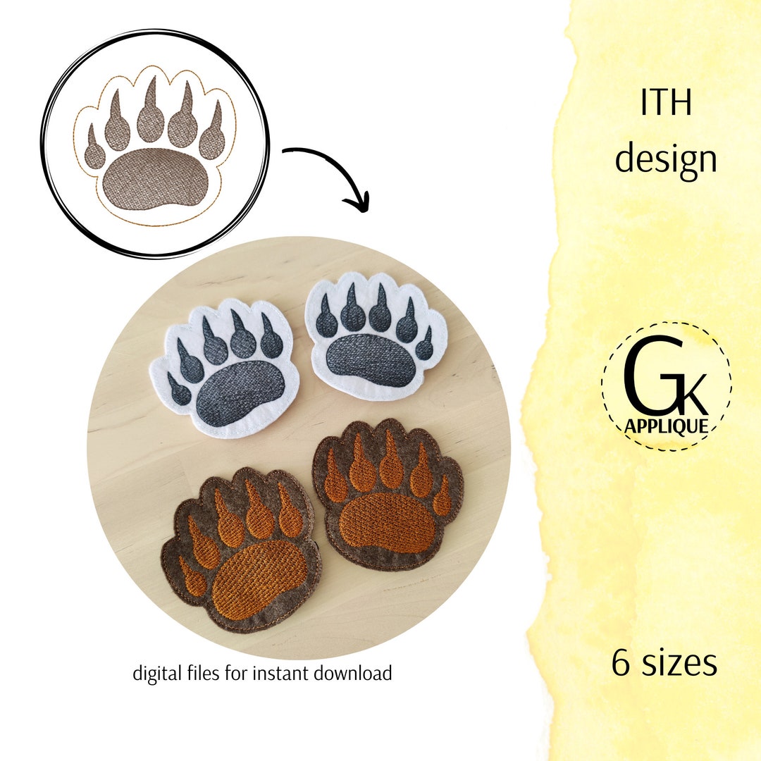 ITH Bear Paws Design. ITH Animal Embroidery Design. Pretend Paws ...
