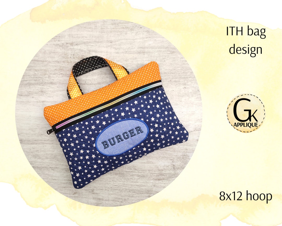 ITH Burger Bag Design. ITH Bag Machine Embroidery Designs. in the Hoop ...