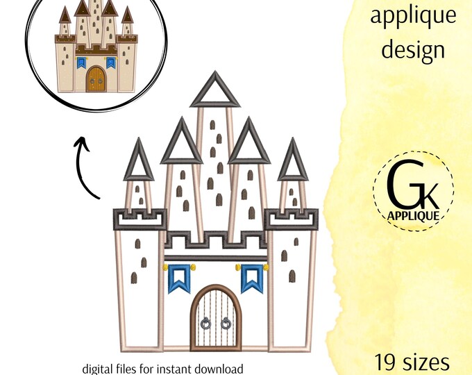 Castle Applique Design. Castle Embroidery Design. Embroidery Applique ...