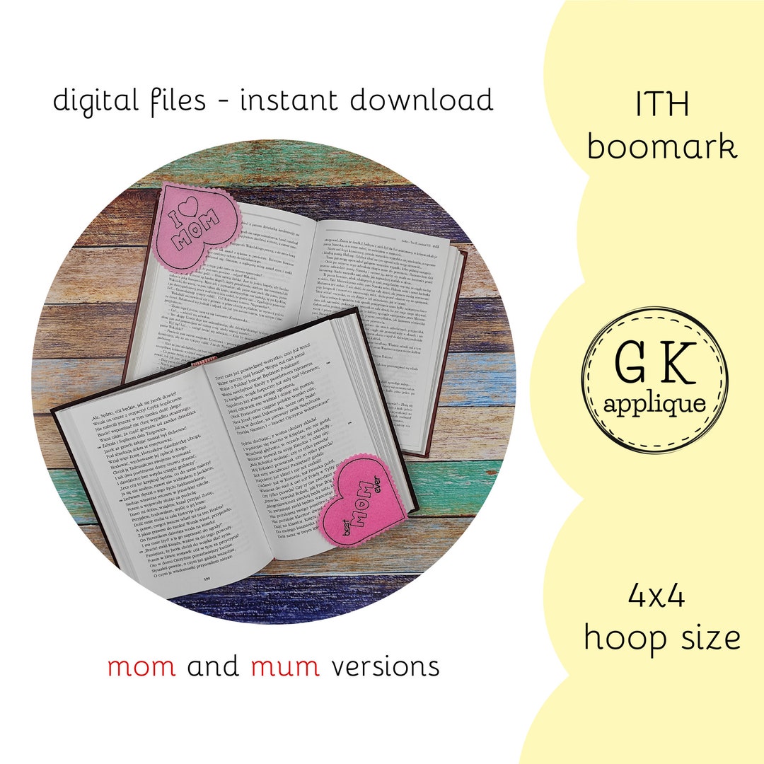 ITH Heart Corner Bookmark. ITH Mother's Day Machine Embroidery Design ...