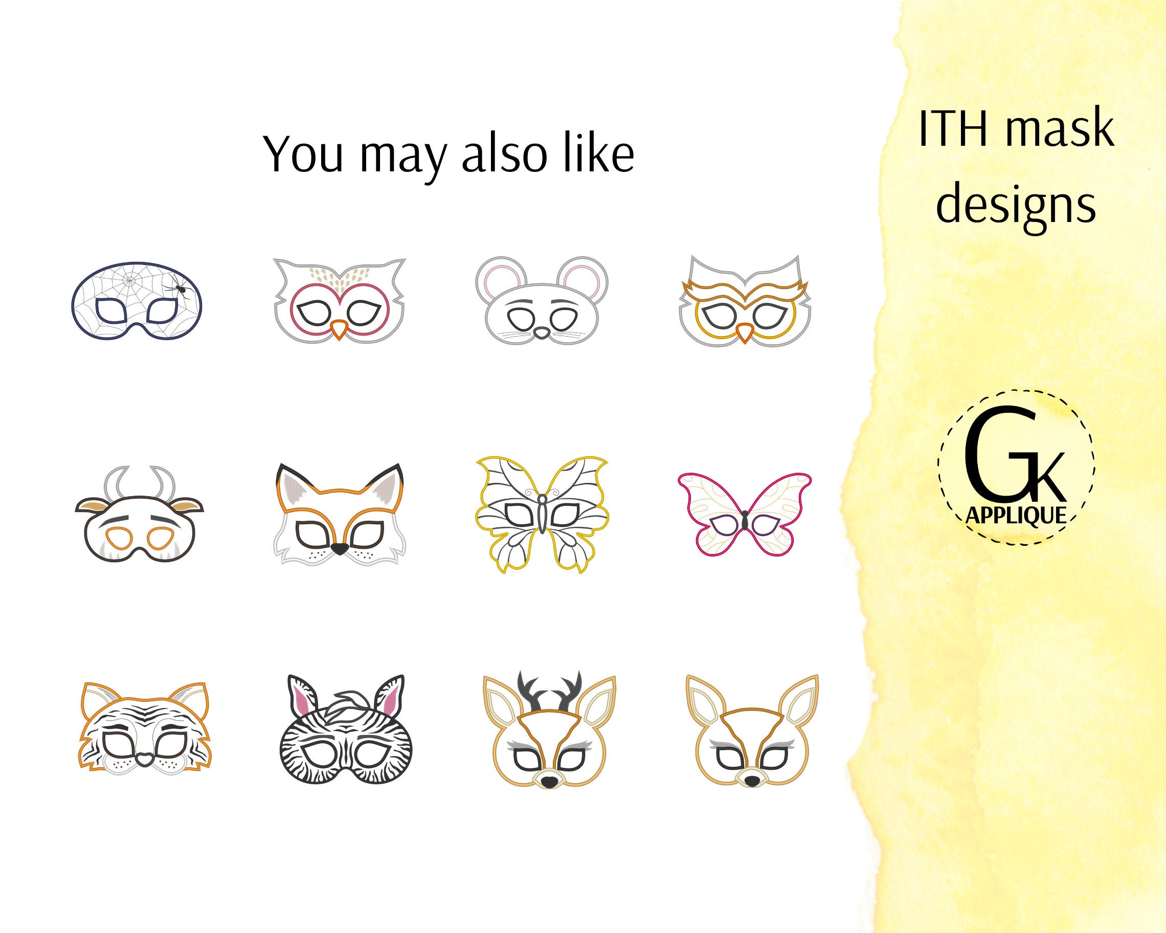 ITH Chick Mask Design. ITH Farm Animal Mask Embroidery Design. Pretend ...