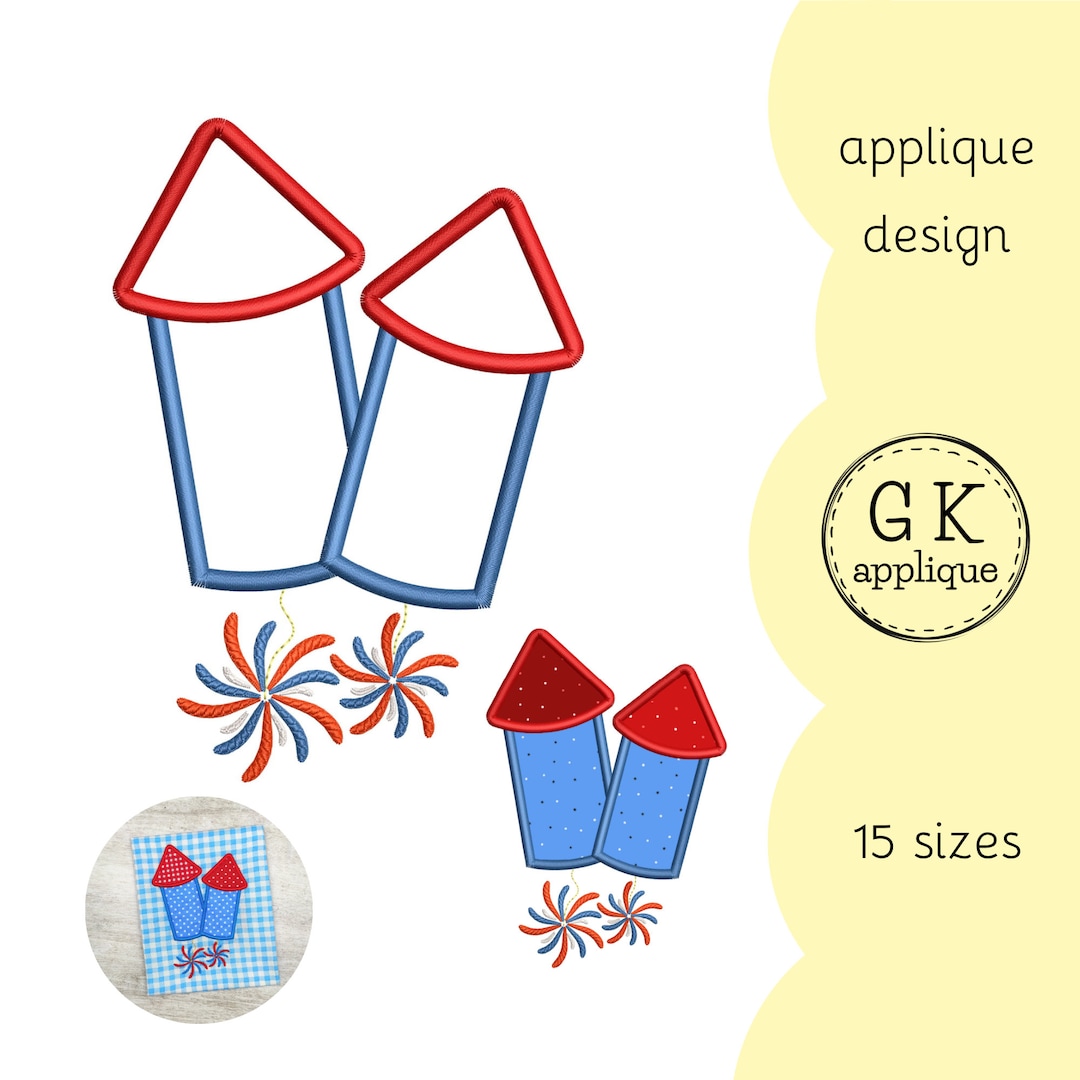 Fireworks Applique Design. Fireworks Machine Embroidery Pattern. 4th of ...