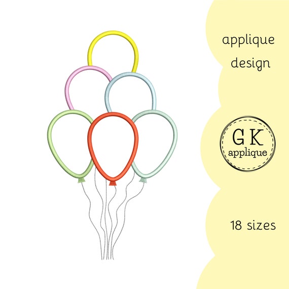 Colourful Balloons Applique Design. Party Balloons Applique | Etsy