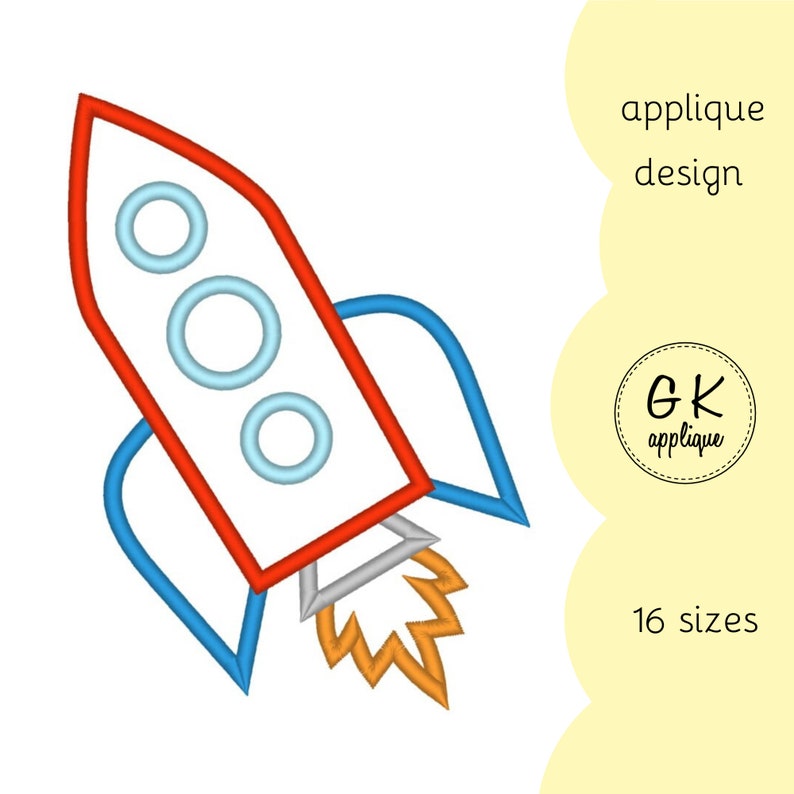 Space Rocket Applique Design. Machine Embroidery Design. - Etsy