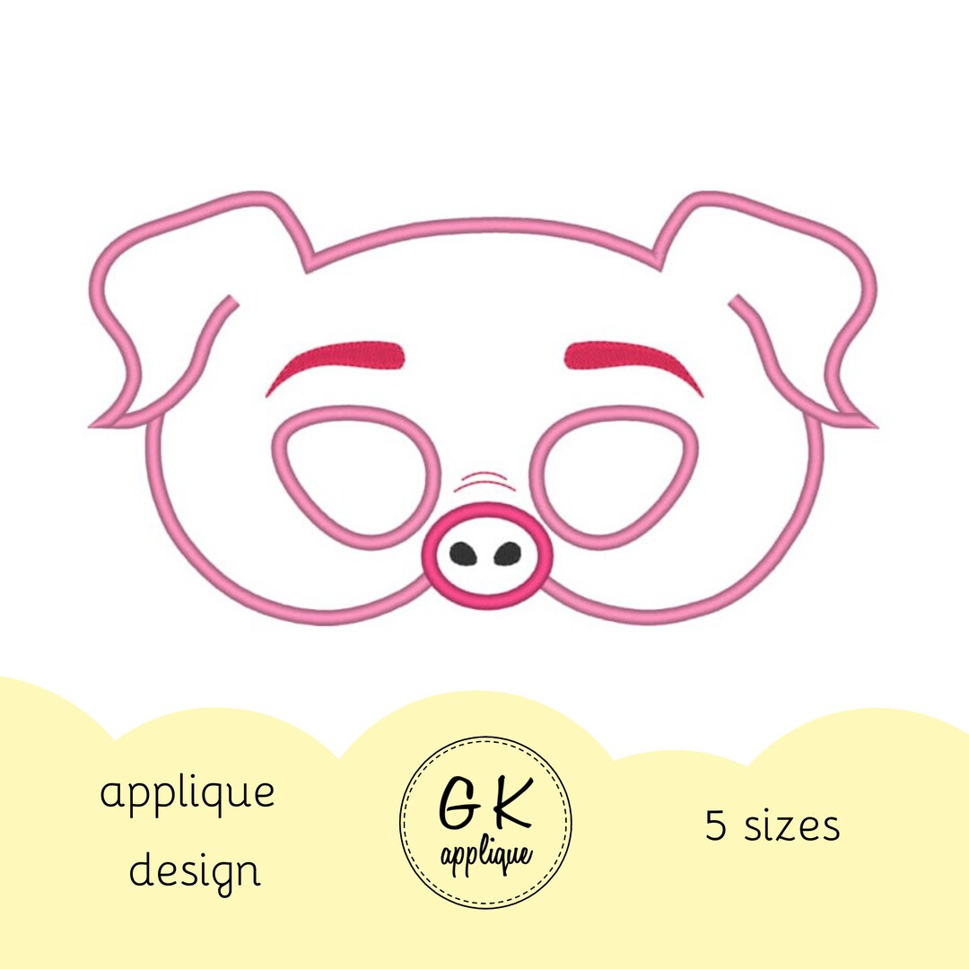 ITH Piglet Mask Applique Design. Machine Embroidery Design. - Etsy