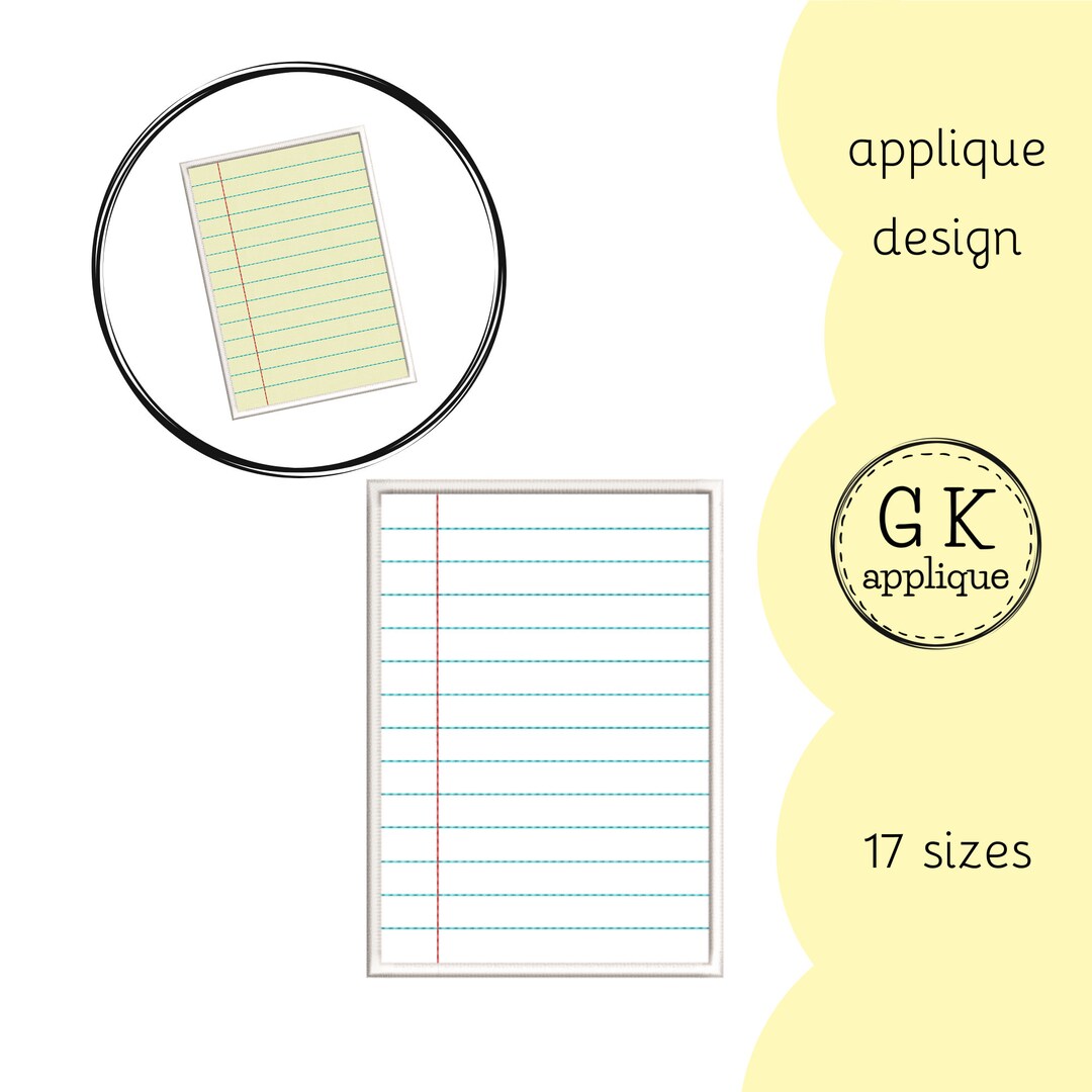 Sheet of Paper Applique Design. Notepad Machine Embroidery Pattern ...
