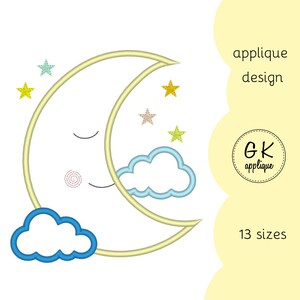 Sleeping Moon Applique Design. Machine Embroidery Design. - Etsy