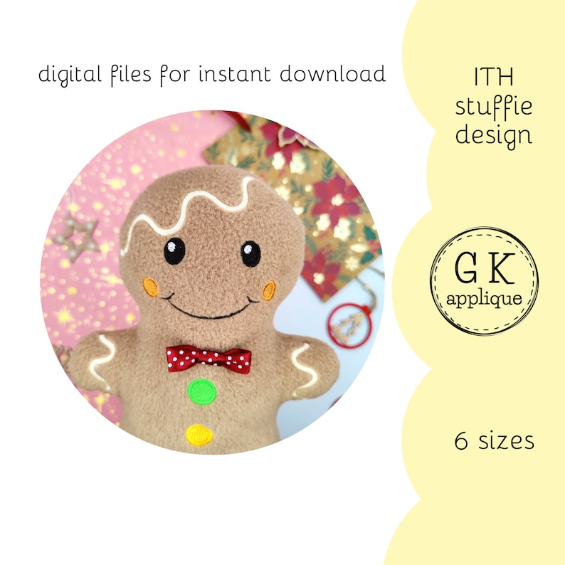 ITH Gingerbread Man Stuffie Design. in the Hoop Plushie. ITH Winter ...