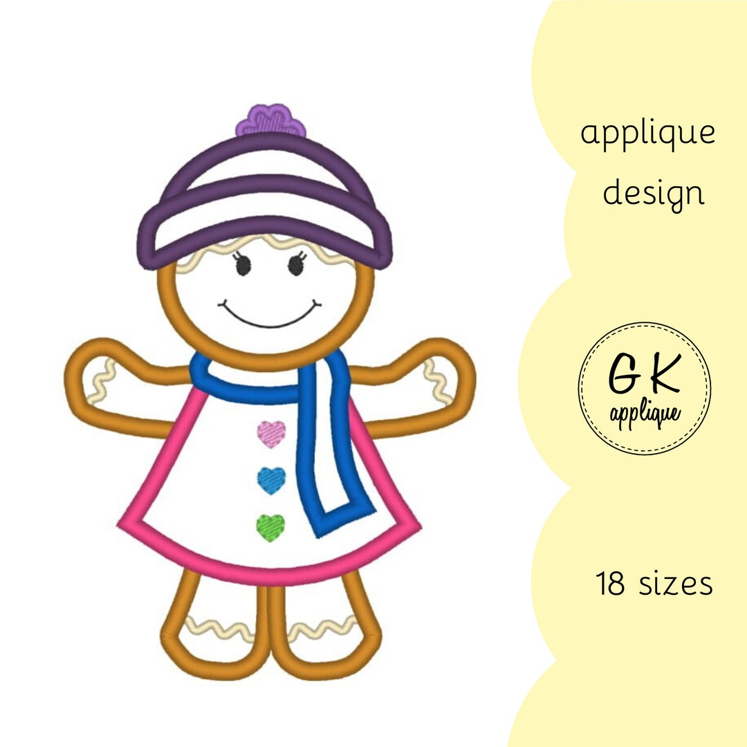 Gingerbread Girl Applique Designs. Christmas Applique Pattern. Machine ...