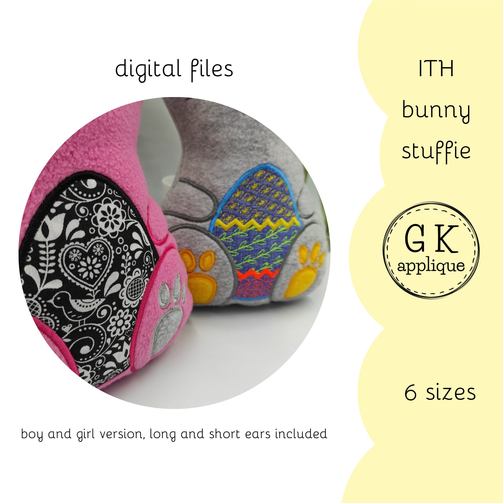 ITH Bunny Stuffie Design. Boy and Girl Version. Long and Short Eats ...